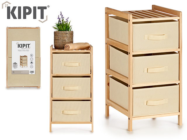 Mueble ancho 3 cajones color crema - Productos - Tendencia Única