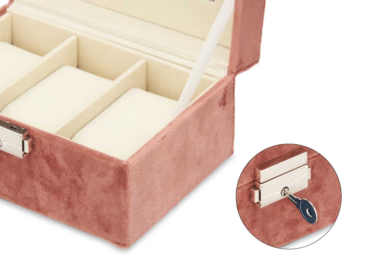Caja relojero 3 huecos con llave rosa - Productos - Tendencia Única