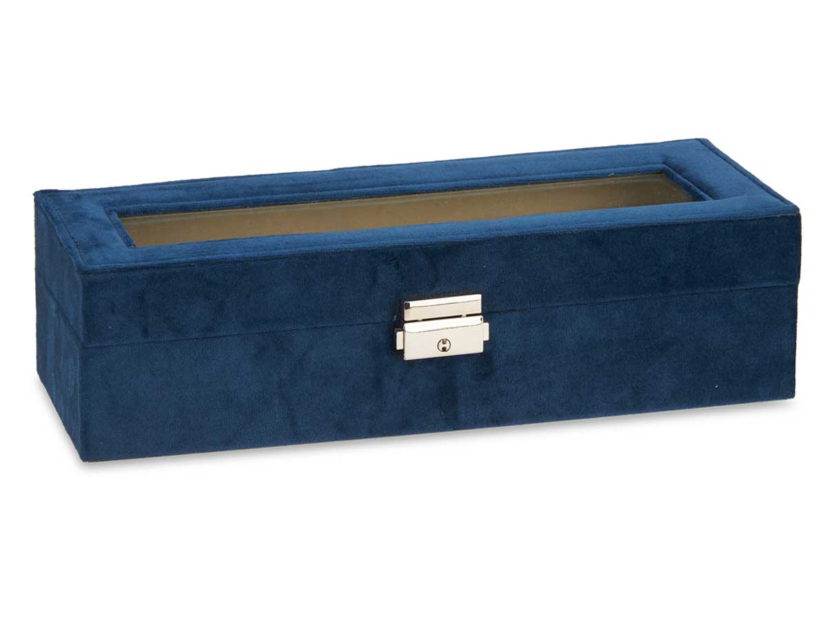 Caja relojero 6 huecos con llave azul petroleo - Productos - Tendencia ...