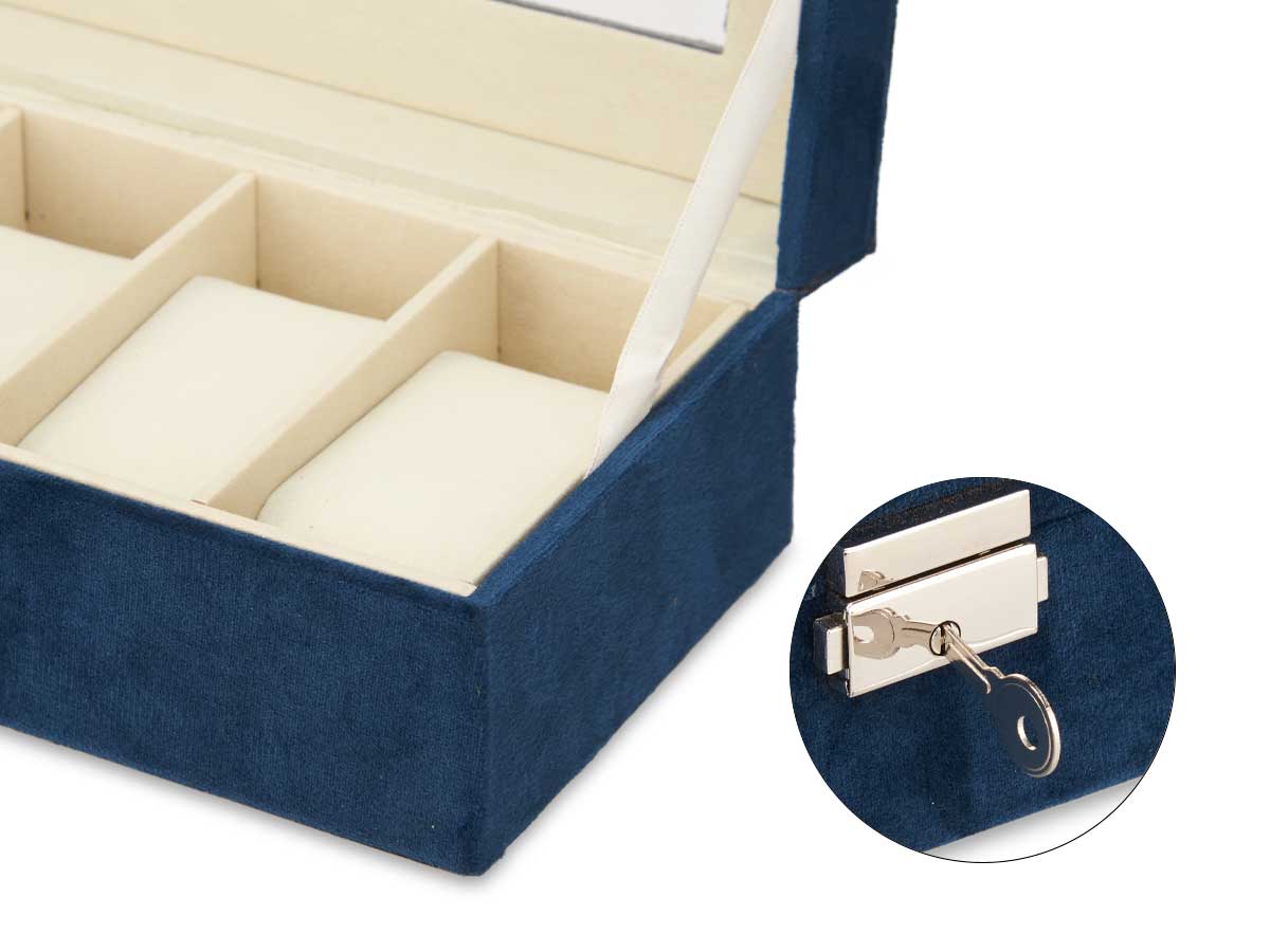 Caja relojero 6 huecos con llave azul petroleo - Productos - Tendencia ...