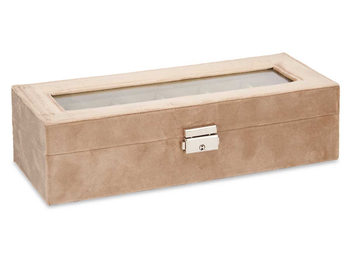 Caja relojero 6 huecos con llave marron - Productos - Tendencia Única