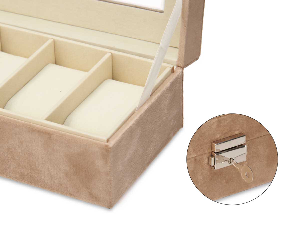 Caja relojero 6 huecos con llave marron - Productos - Tendencia Única
