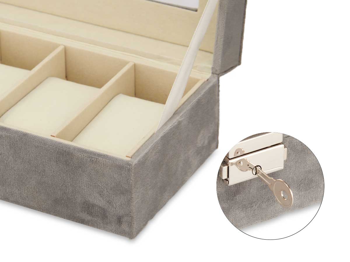 Caja relojero 6 huecos con llave gris claro - Productos - Tendencia Única