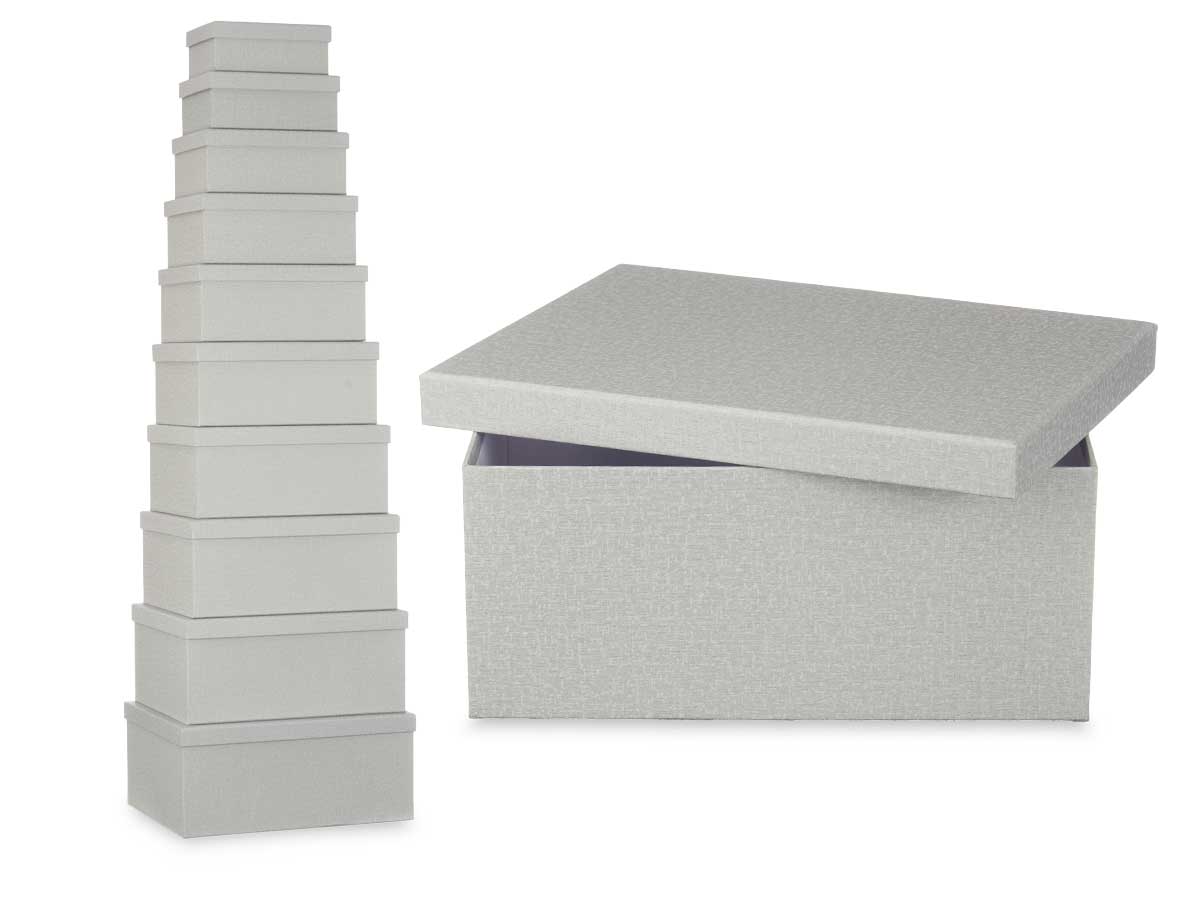 Set 10 cajas carton rectangular gris oscuro - Productos - Tendencia Única