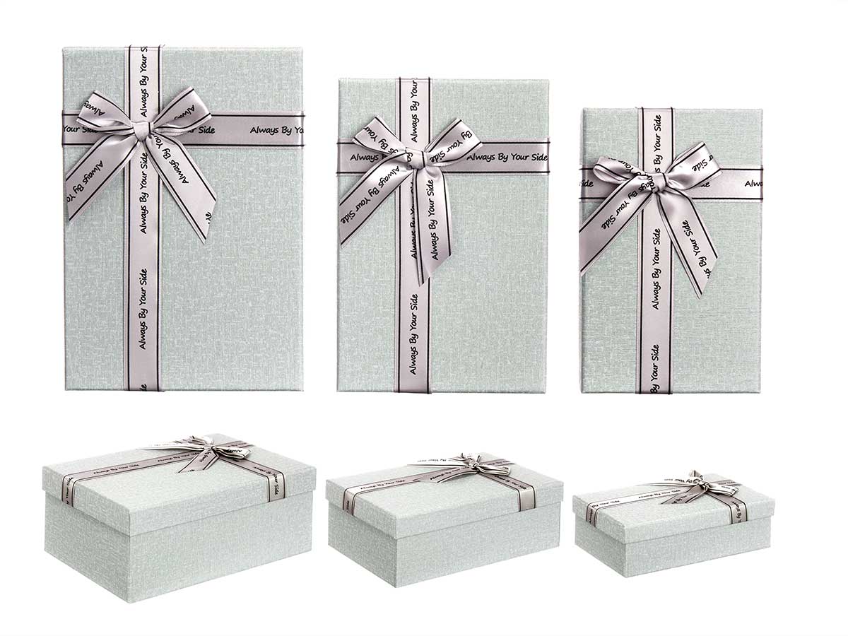 Set 3 cajas carton rectangular gris oscuro lazo - Productos - Tendencia ...